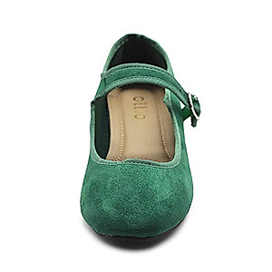 Ollio Women's Shoes Faux Suede Casual Mary Jane Light Ballet Flats F56SU (6.5 B(M) US, Green)