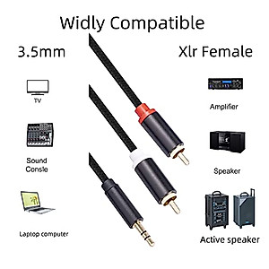 RCA to 3.5mm Cable, Aux to RCA Headphone Male to Male Jack Adapter Nylon Braided 1/8 to RCA Audio Y Cord for Smartphones, MP3, Tablets, Speakers, HDTV-3.3feet（2pack）