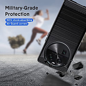 Natbok Designed for Oppo Find X6 Pro Case, Flexible TPU [Brushed Texture] [Anti-Slip] Shockproof Military Protection Bumper Phone Case,Slim Case Cover for Oppo Find X6 Pro,Black