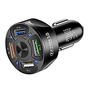 4 in 1 3.1A QC 3.0 Adapter Wireless Bluetooth Car FM Transmitter Receiver - 4 in 1 Charging Port Support Bluetooth Music & Bluetooth Call Handsfree Car Adapter