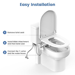 Aresmata Ultra-Slim Bidet Attachment for Toilet - Effortless Non-Electric Self-Cleaning Dual Retractable Nozzles Bidets Toilet Seat, Adjustable Water Pressure Fresh Water Sprayer Baday