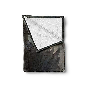 Lunarable Gothic Throw Blanket, Crow Wings Haunting ISM Dark Shadowy Occult Art Print, Flannel Fleece Accent Piece Soft Couch Cover for Adults, 70" x 90", Jade Green