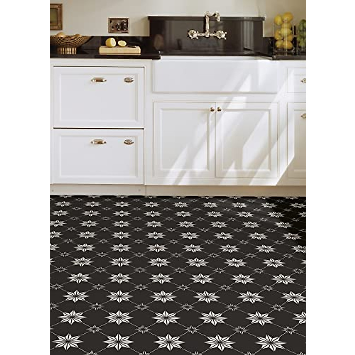 FloorPops Rigel Peel & Stick Floor Tiles, Black