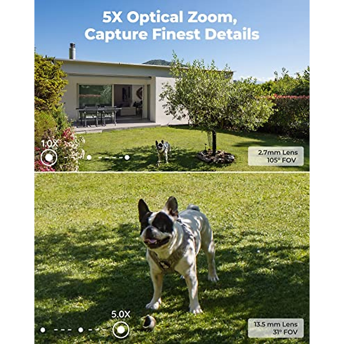 REOLINK 4K Security Camera Outdoor System, IP PoE Surveillance Camera with 5X Optical Zoom, 2.7mm Lens, 105 Degree FoV, Human/Vehicle/Pet Detection, Two Way Talk, Color Night Vision, RLC-811A Black