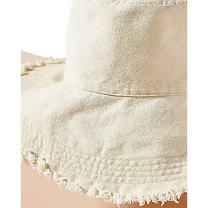 HZEYN Bucket Hats for Women Wide Brim Summer Travel Packable Cotton Bucket Beach Sun Hat UPF 50+ (Beige)