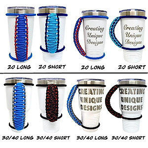 Handmade Elastic Tumbler Handles Made to fit most 20 30 32 40 oz (Handle Only) (Turquoise Gray White)