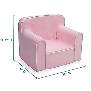 Delta Children Cozee Chair for Kids - 1 Seater Foam Toddler Couch can be Personalized with Name, Has Removable Cover for Easy Machine Washing (25x18x20.5 Inches, Pink and White)