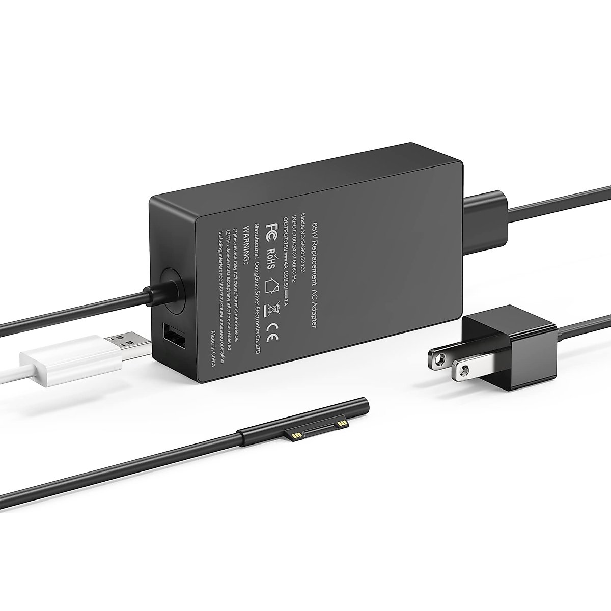 65W Surface Pro Charger Compatible with Microsoft Surface Pro 9, 8, 7+, 7, 6, 5, 4, 3, X, Windows Surface Laptop 5, 4, 3, 2, 1 Studio, Surface Go Tablet, Surface Book 3, 2, 1, Works with 44W&36W&24W
