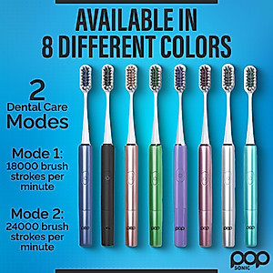 Pop Sonic Go Plus Travel Toothbrush | Travel Electric Toothbrush (Rose Gold) Toothbrush w/ 2 Speeds -18000-24000 Vibrations Per Minute - The Ultimate Traveltoobrush Set | 8+ Colors to Choose from