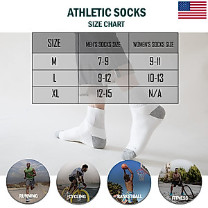 FLSHMCEN Men's Athletic Ankle Socks 8-Pairs Cotton Cushioned Quarter Socks for Men Moisture Wicking Socks Size 7-9/9-12/12-15
