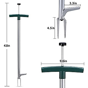 PERSZEN Weed Puller, Stand Up Weeder Manual Weeding Tool, Long Handle Gardening Weed Puller Tool for Dandelion, Twist Hand Weeder with 2 Stainless Steel Claws Grabber