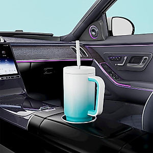 Meoky 24 oz Tumbler with Handle and Straw, 100% Leak-proof Tumbler with Lid and Straw, Insulated Stainless Steel Travel Coffee Mug, Keeps Cold for 24 Hours (Azure)