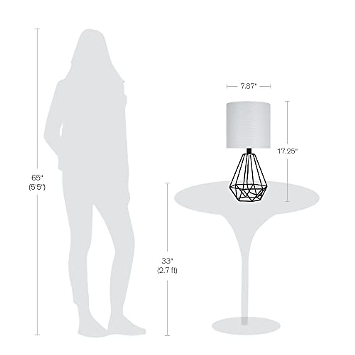 Catalina 22771-001 Mid-Century Modern Open Metal Cage Table Desk Lamp, 17.25", Matte Black