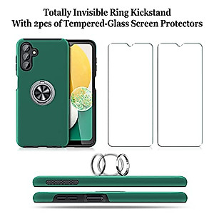 JAME for Samsung Galaxy A13 5G Case, Galaxy A13 5G Case with Screen Protector[2 Pcs], Slim Fit Shockproof Protective Case with Ring Kickstand [Magnetic Car Mount Feature] for Samsung A13 5G- Green