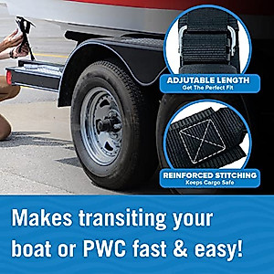 Boat Tie Down Straps to Trailer Boat Transom Tie Down Straps Heavy Duty Manual Buckle Clasp Tiedown 2" x 48" Short Small Transit 4 Foot Without Ratchet Boat Trailer Accessories for Boating & Jet Ski