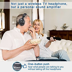 SIMOLIO Wireless Headphones for TV Watching with Transmitter (Digital Optical/RCA/AUX), Enhanced Voice & Spare Battery for Seniors & Hard of Hearing, Balance & Tone Control, No Audio Lag, 100FT Range