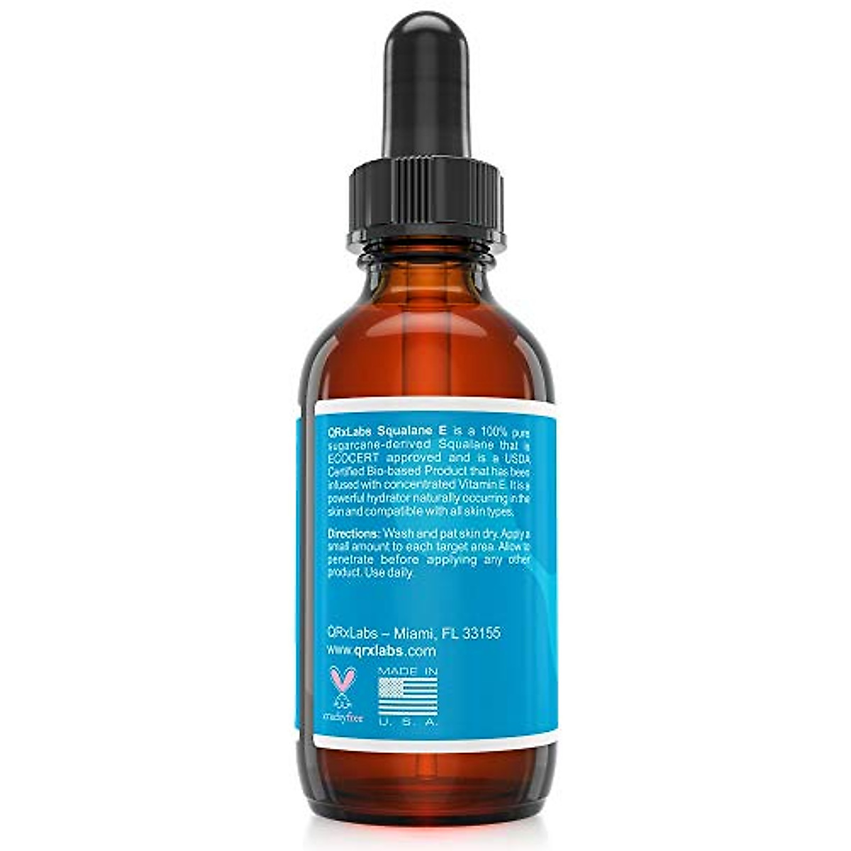 Pure Plant-Based Squalane Oil Boosted with Vitamin E (LARGE 2 oz) - Organic ECOCERT/USDA Certified Squalane Derived from Sugarcane - Best Moisturizer For Face, Body, Skin & Hair - 2 fl oz / 60 ml