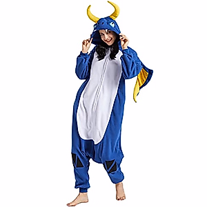 SAMGU Dragon Onesie Adult Halloween Christmas Animal Cosplay Costume One Piece Pajamas for Men Women Medium