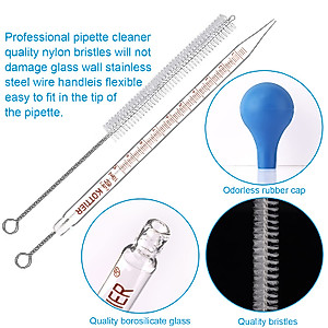 MRXBN 10ml Glass Pipettes Dropper, Lab Graduated Dropper for Liquid Essential Oil, Glass Transfer Pipette with Rubber Bulb and Cleaning Brush (2 pieces)