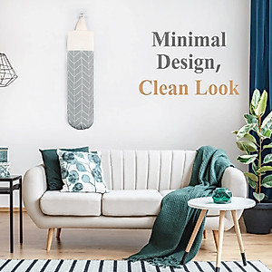 Plastic Bag Holder, Canvas Grocery Bag Holder Dispenser, Wall Mount Shopping Trash Bag Storage Organizer for Home Kitchen