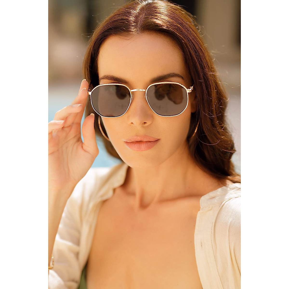 SOJOS Square Aviator Sunglasses for Men Women Classic Trendy Vintage Retro Style