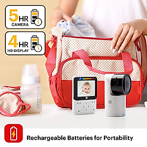 KODAK Cherish C225 Video Baby Monitor - Tilt/Pan/Zoom Camera, 2.8" HD Screen, Hi-res Camera, Remote Zoom, Two-Way Audio, Night-Vision, Long Range, WiFi, Mobile App