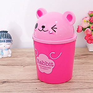 TOYMYTOY Desktop Trash Can Cartoon Animals Wastebasket Rubbish Storage Bin Mini Garbage Organizer (Pink Rabbit)