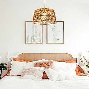 Creative Co-Op Open Weave Metal and Paper Rope Ceiling Light, Natural and Brushed Gold