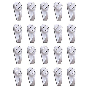 erioctry 20PCS White Durable Non-Trace Wall Picture Hook Powerful Concrete Hard Wall Drywall Picture Hooks Hanging Hook for Picture Photo Frame Clock Hangers