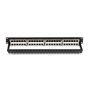 Black Box Spacegain Cat6 High-density Feed-through Patch Panel, Shielded, 48-port, 1u - 48 X Rj-45 - 48 Port[s] - 48 X Rj-45 - 48 X Rj-11 - 1u High - 19 Wide - Rack-mountable