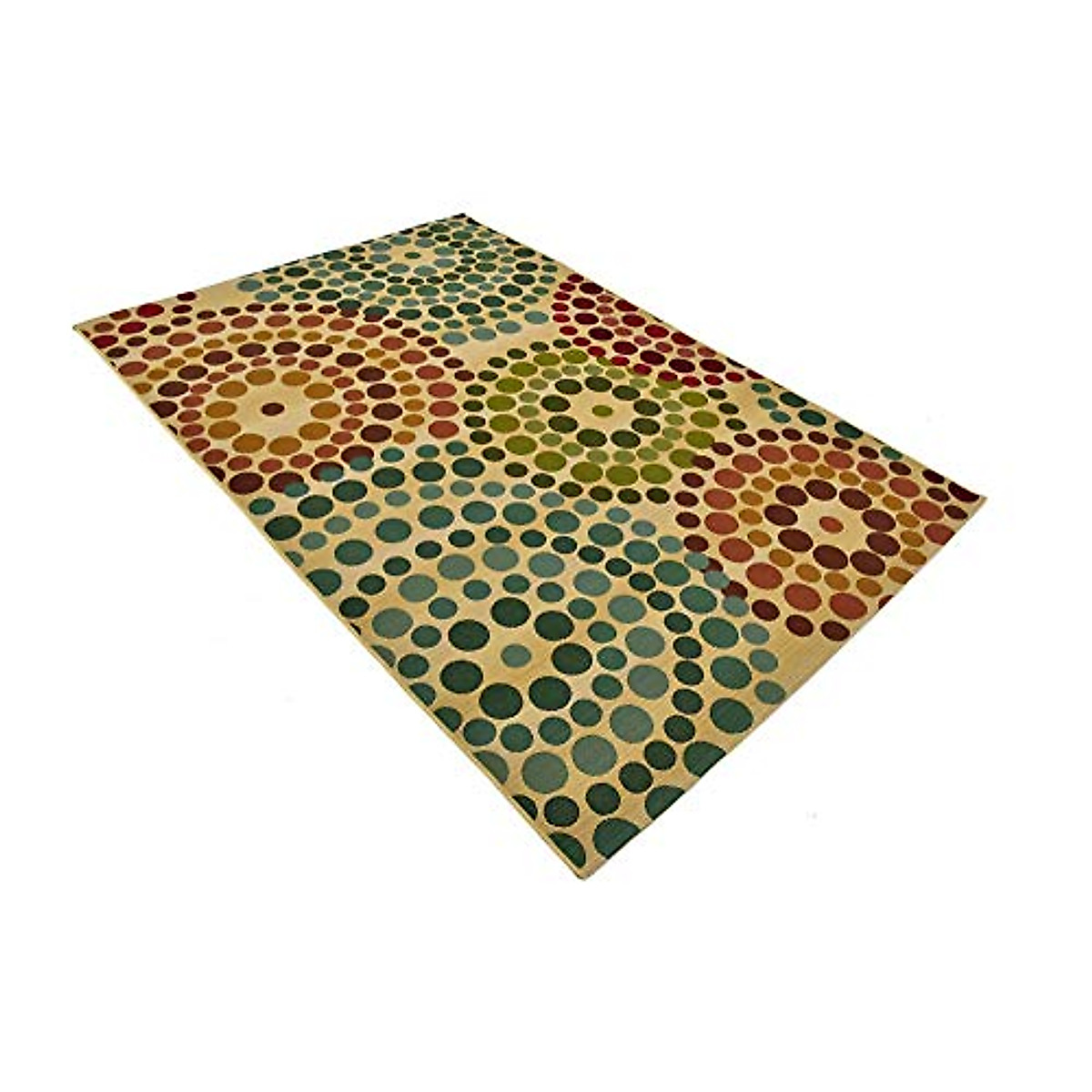 Unique Loom Modern Collection Geometric, Abstract, Circles, Colorful, Indoor and Outdoor Area Rug, 5 ft 3 in x 8 ft, Beige/Blue