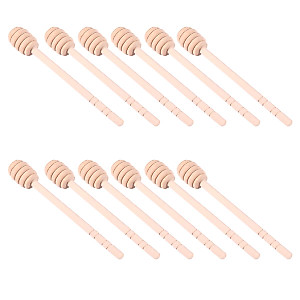 DOITOOL 12Pcs bee stick honey server honey scoop chocolate stirrers honey twirler honey chocolate stirring spoons honey stirring rod honey ladle teaspoon Wooden portable to rotate