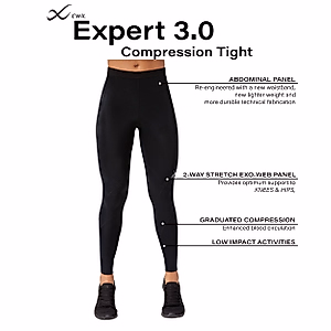 CW-X Women's Expert 3.0 Joint Support Compression Tight, Black, Large