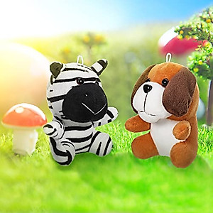 12 Pieces Mini Stuffed Forest Animals Jungle Animal Plush Toys in 4.8 Inch Cute Plush Elephant Lion Giraffe Tiger Puppy Zebra Duck Plush for Animal Themed Parties Teacher Student Achievement Award
