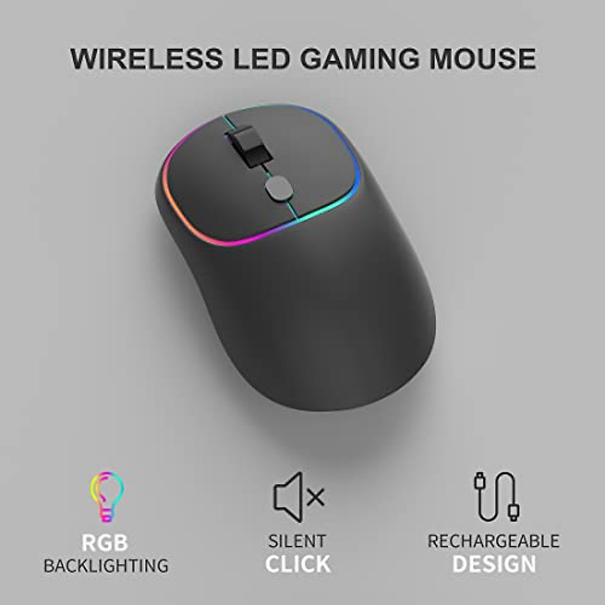 Wireless Gaming Keyboard and Mouse Combo, MageGee V550 2.4G Rechargeable RGB Backlit Keyboard with Clear Shell, Full Size Waterproof Keyboard & LED Mice for PC/Laptop - Gray & Black