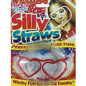 8 x Novelty Flexible Soft Glasses Silly Drinking Straw Sip 'N Swirl Eyeglasses Straw glasses (round)