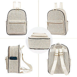 ZLM BAG US Handwoven Straw Backpack for Women Bohemian Beach Backpack Purse Casual Holiday Daypack