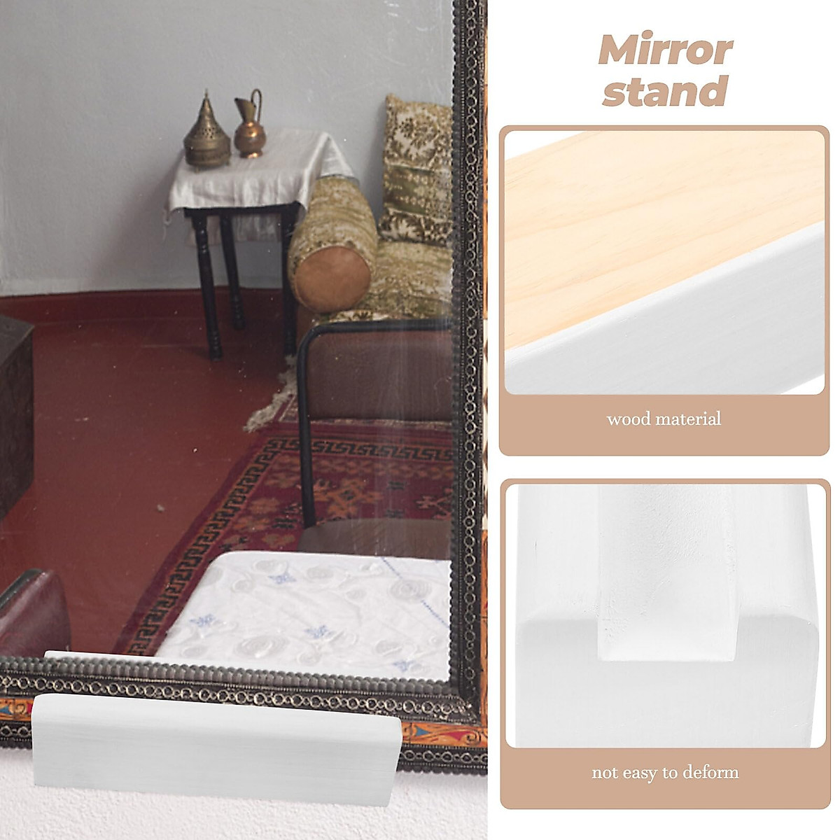 Cabilock Full Length Mirror Stand, Floor Mirror Wooden Support Full Body Mirror Holder 25CM Floor Mirror Base Bracket Wood Display Artwork Rack