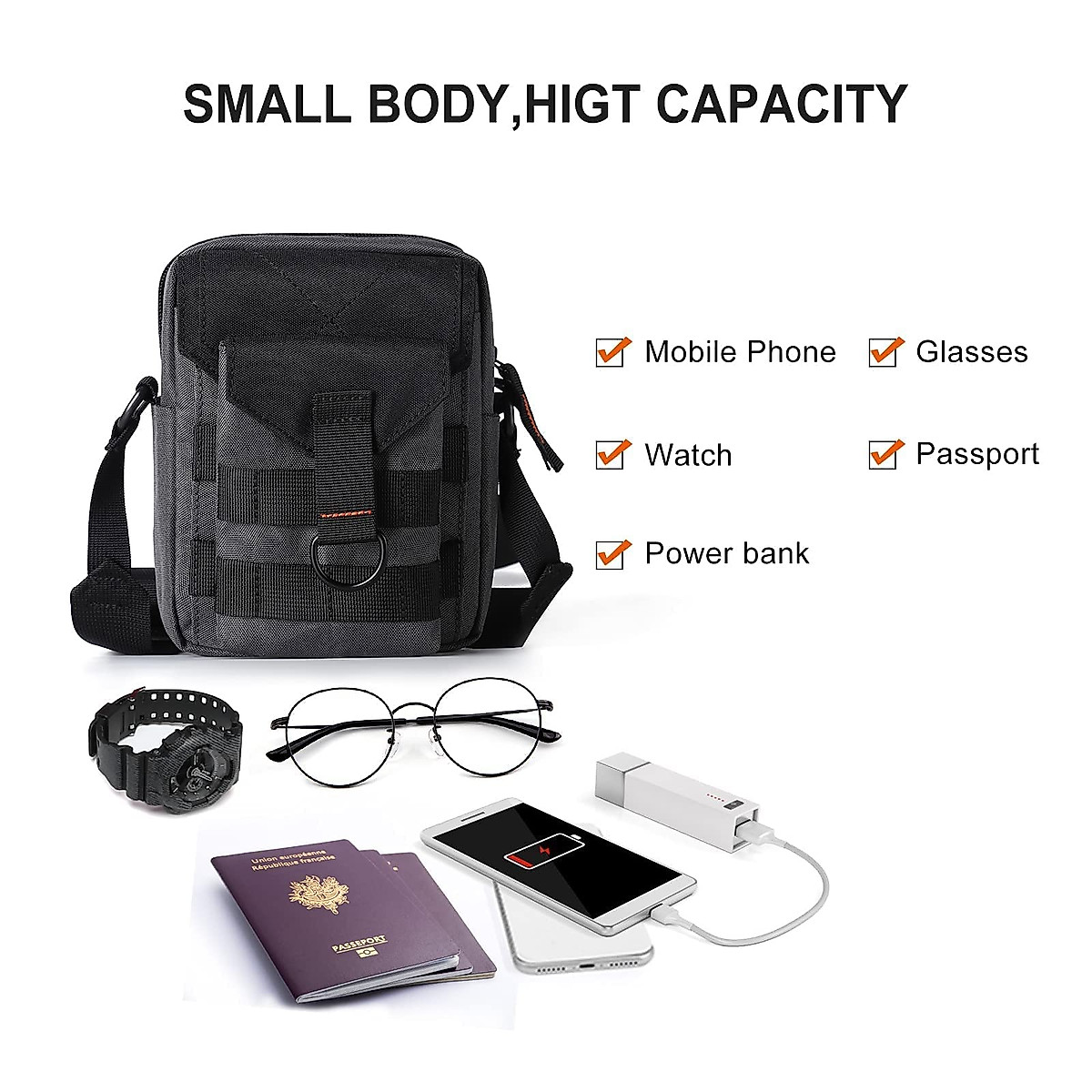 Small Crossbody Bag for Men,Mini Shoulder Bag Mini Messenger Bag for Cell Phone,Neck Pouch Bag Passport Wallet
