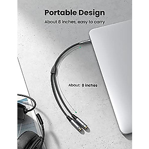 UGREEN Headphone Splitter Headset Splitter Audio Mic Y Adapter Braided 3.5mm TRRS Male to 2 Female Cable with MIC Compatible with PS5 PS4 Xbox One Controller, Phone to Earphone, Gaming Speaker