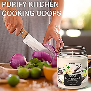 TRINIDa Vanilla Bean Odor Eliminating Candles for Home Scented, Eliminates 99% of Pet, Smoke, Food and Other Smell Quickly, Highly Fragranced Scented Candle, Premium Soy Candle Gift Set for Women