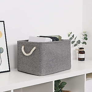 Small Baskets for Shelves(6pack) Fabric Storage Baskets, Empty Gift Baskets with Rope Handles, Decorative Foldable Storage Baskets for Organizing Home Closet & Office (Gray, 11.8” x 7.8” x 5.1”)