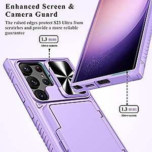BXYJY for Samsung Galaxy S23 Ultra Wallet Case with Card Holder & Kickstand & Slide Lens Cover, Rugged Anti-Drop Protective Phone Case Cover Compatible with Samsung Galaxy S23 Ultra 5g 2023, Purple