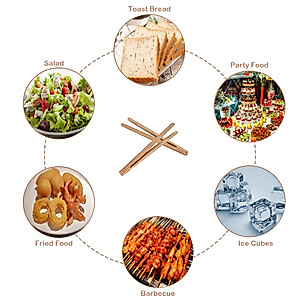 Bamboo Toast Tongs, 7 Inches Mini Wood Cooking Tong with Anti-slip Design Great for Serving Food/Toaster/Bread & Pickles/Sugar/Barbecue,Small Kitchen Tongs Multi-use for Salad, Grilling, Frying (2)