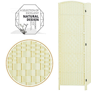 JOSTYLE Room Divider 6ft. Tall Extra Wide Privacy Screen, Folding Privacy Screens with Diamond Double-Weave Room dividers and Freestanding Room Dividers Privacy Screens(Brown, 6-Panel)