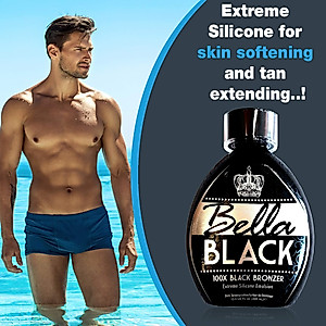 Bella Black 100X Bronzer Tanning Lotion – Premium Tanning Bed Lotion with Extreme Silicone Emulsion and Banana Fruit Extract – Instant Results – Dark Tanning Lotion for Indoor Tanning Beds - 13.5oz