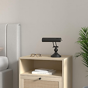 Home Intuition Classic Antique Retro Adjustable Leaning Piano Lamp Banker Desk Light (Matte Black)