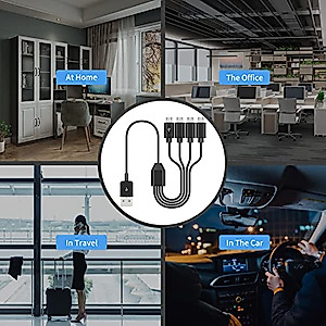 Duttek Micro USB Multi Charging Cable 1.5FT, Micro USB Splitter Cable, USB2.0 Type A Male to Four Micro USB Multi Charging Cable Support Data Sync and Charging (Black)