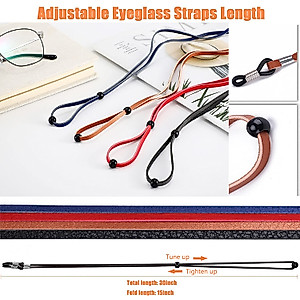 Silldedr Pack of 4 Eco Leather Eyeglass Straps, Adjustable Eyewear Retainers, Anti-slip Eyeglass Chains Lanyard Sport Sunglass Retainer Holder Strap for Men and Women
