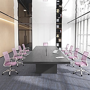 Office Chair Desk Chair Home Office Computer Chair with Wheels Mesh Office Chair with Lumbar Support, Mid Back Ergonomic Office Desk Chair with Armrests Adjustable Work Chairs, Pink